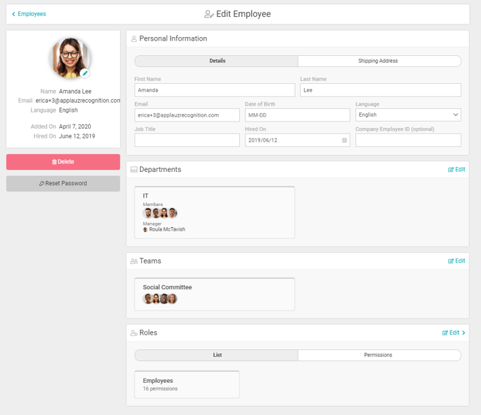 Editing Existing Employee Information